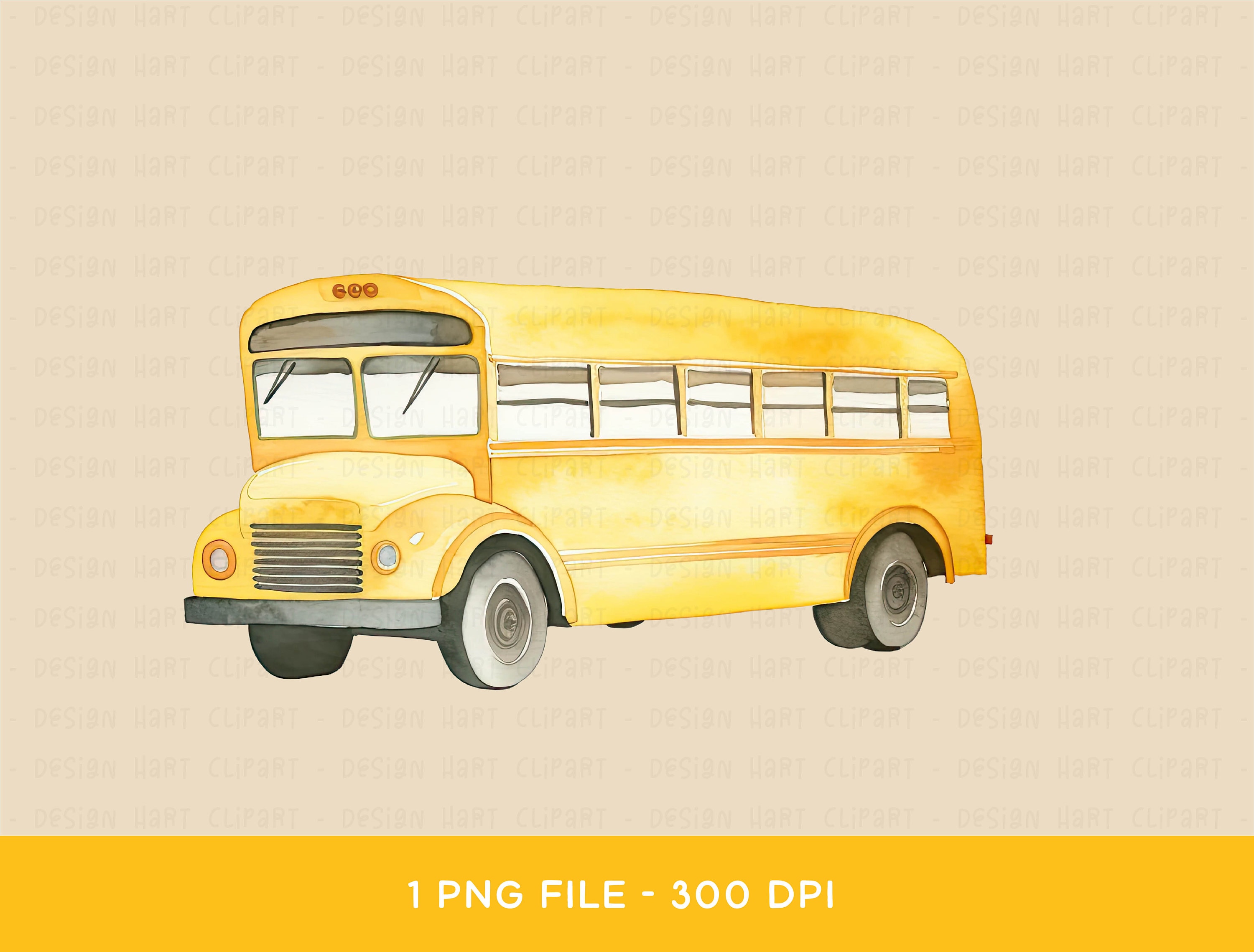 School Bus Clipart Watercolor Yellow Schoolbus PNG for Educational ...
