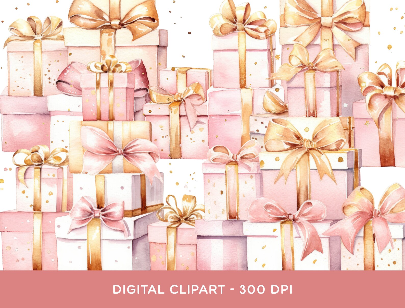 Presents Clipart Bundle Pastel Pink & Gold Gift Boxes PNG - Etsy Australia