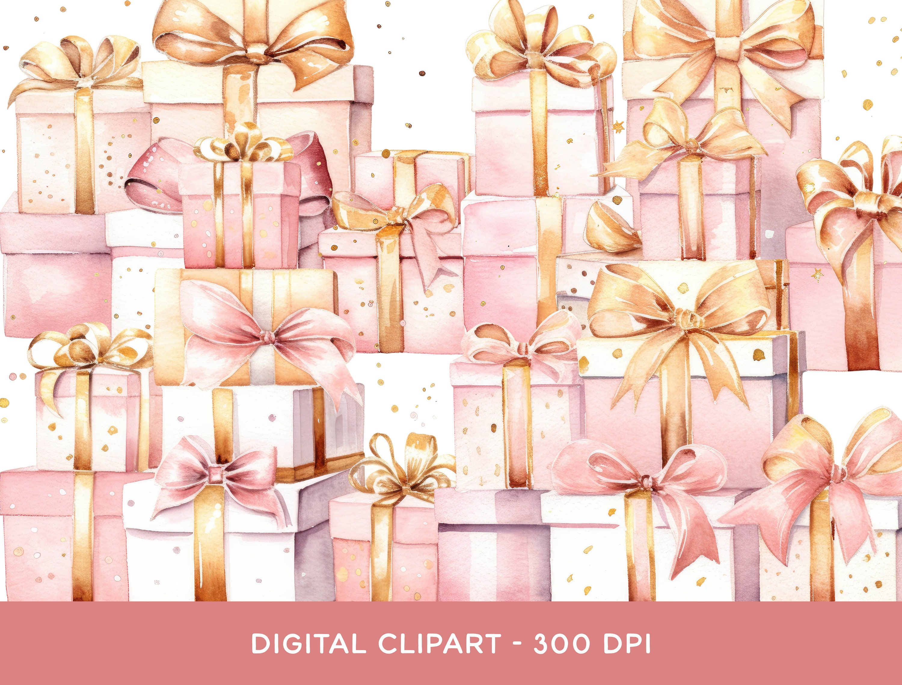 Presents Clipart Bundle Pastel Pink & Gold Gift Boxes PNG - Etsy Australia