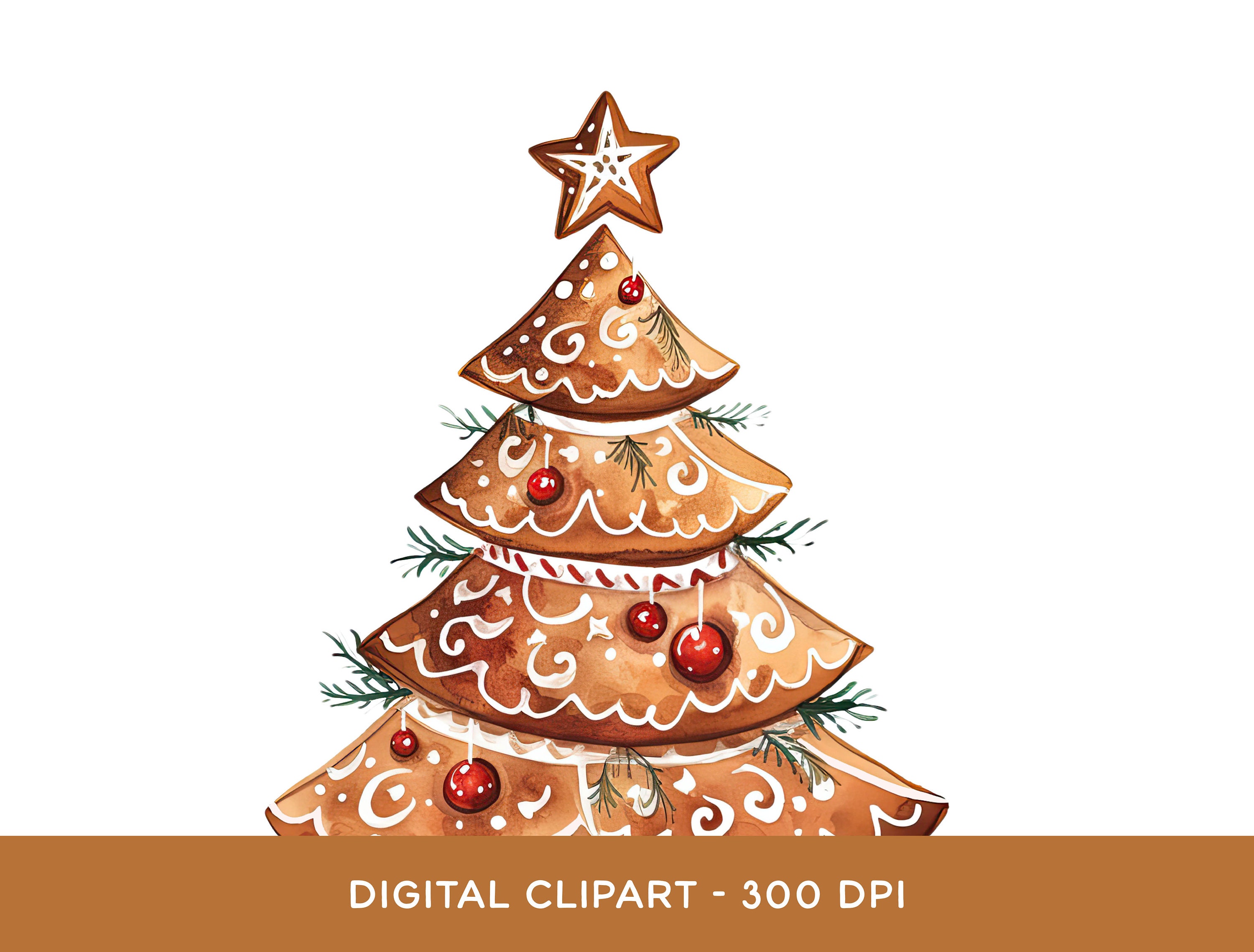 Gingerbread Clipart Bundle, Watercolor Christmas Tree Cookies Cozy ...