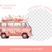 Retro Floral Van Clipart Bundle, Groovy Pastel Flowers PNG Digital ...
