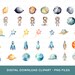 Astronaut Clipart Bundle, Watercolor PNG Graphics, Digital Download ...