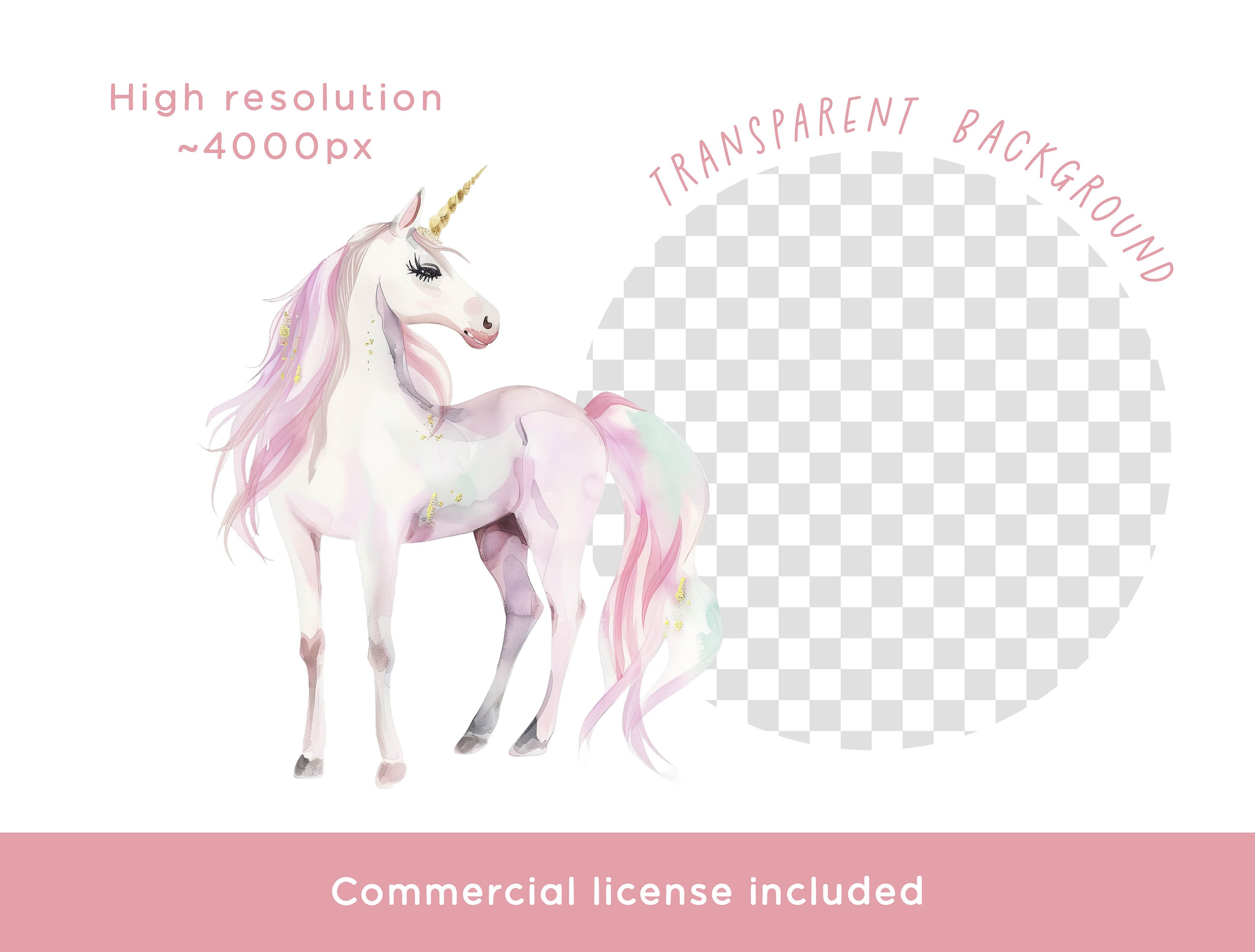 Unicorn Clipart Bundle Watercolor Magical Pastel Rainbow Unicorns PNG ...