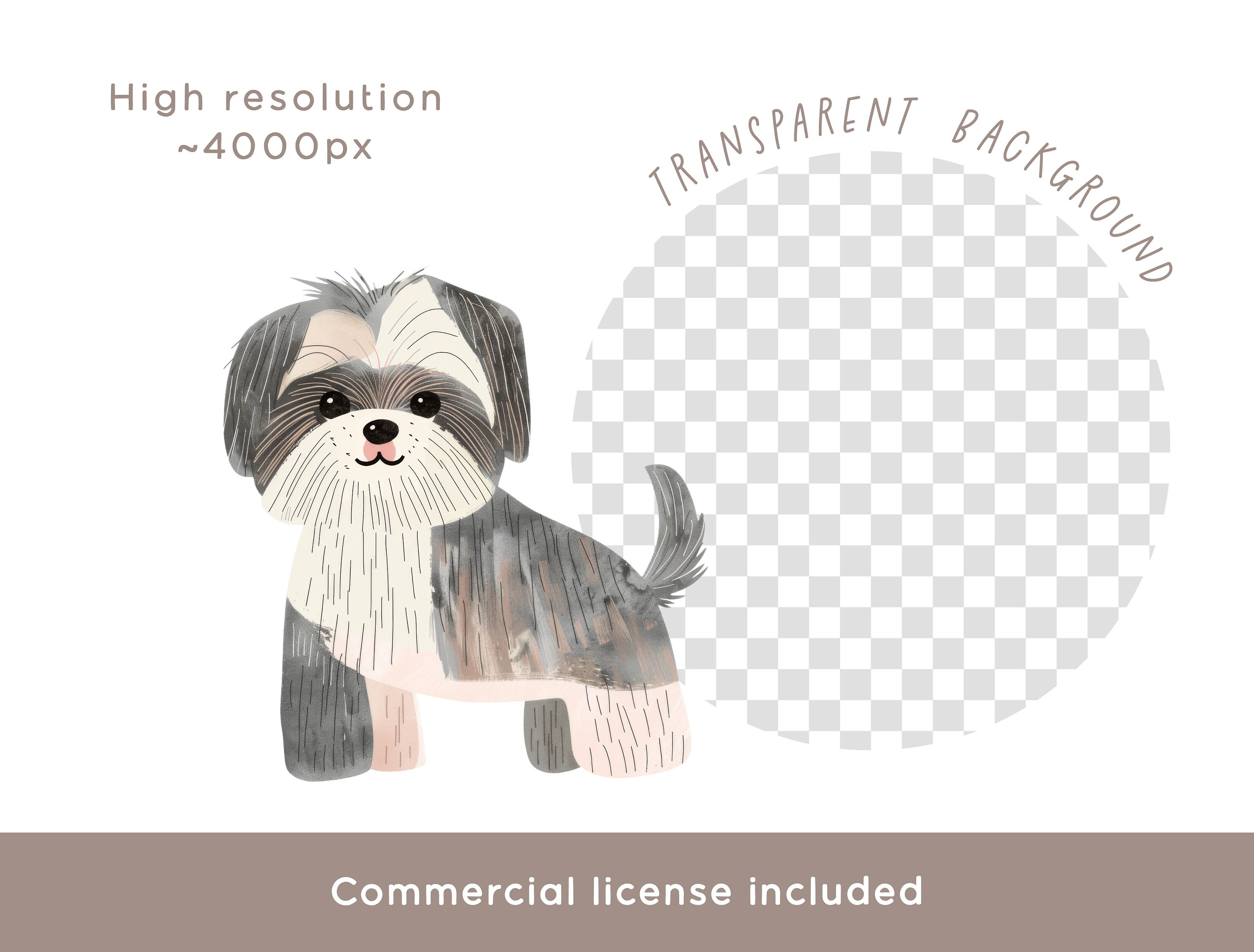 Cute Dog Clipart Bundle, Watercolor Puppy Breeds Poodle Bulldog Pug PNG ...