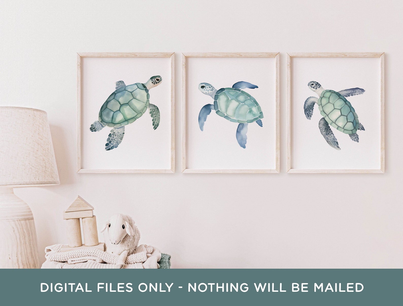 Sea Turtle Clipart Set, Watercolor Ocean Creature Graphics Blue Green ...