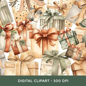 Gift Boxes Clipart Bundle, Boho Watercolor Presents PNG Graphics ...