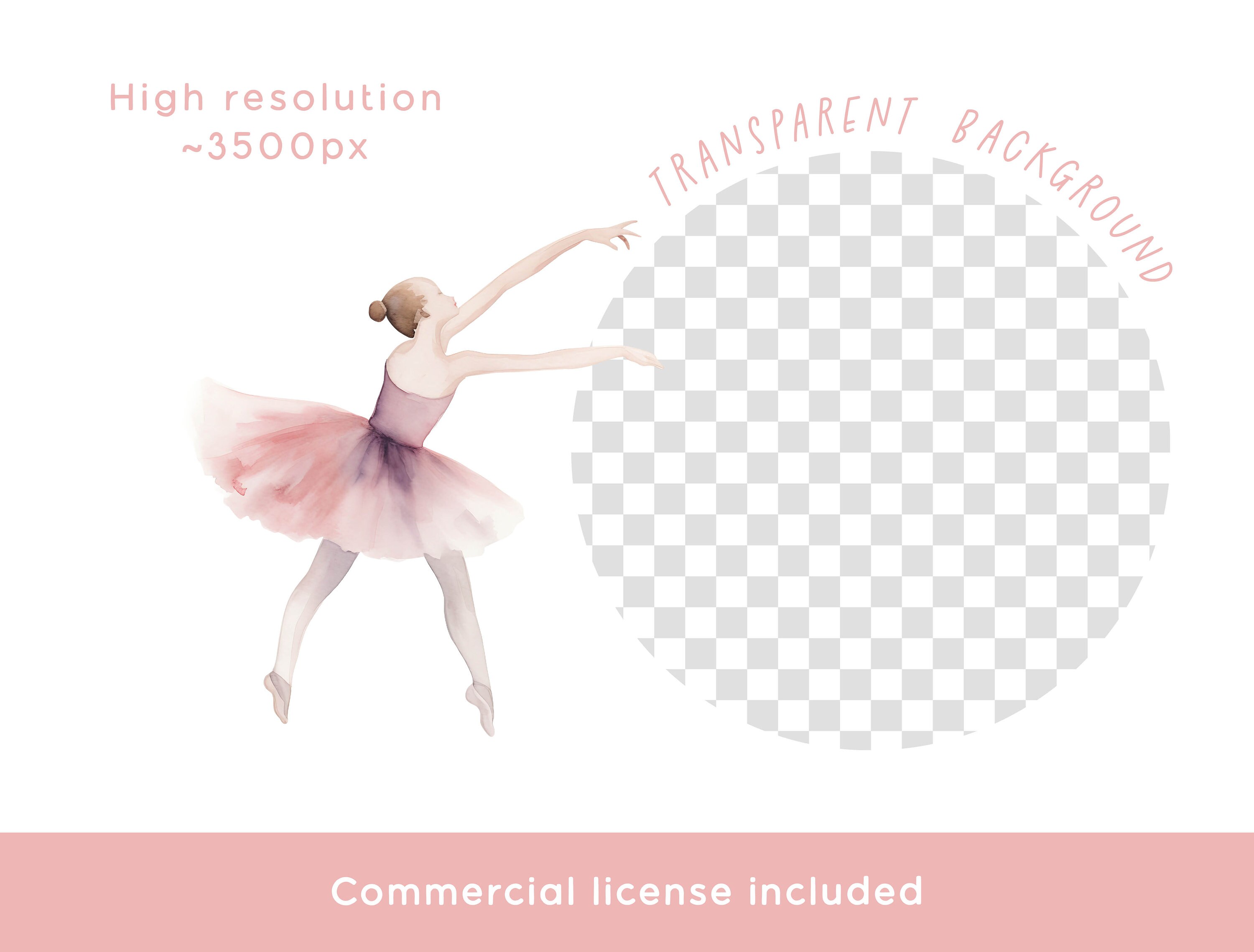 Ballet Clipart Bundle Set, Ballerina Dancer Watercolor Tutu Floral Bow ...