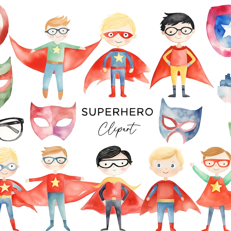 Superhero Clipart - Etsy