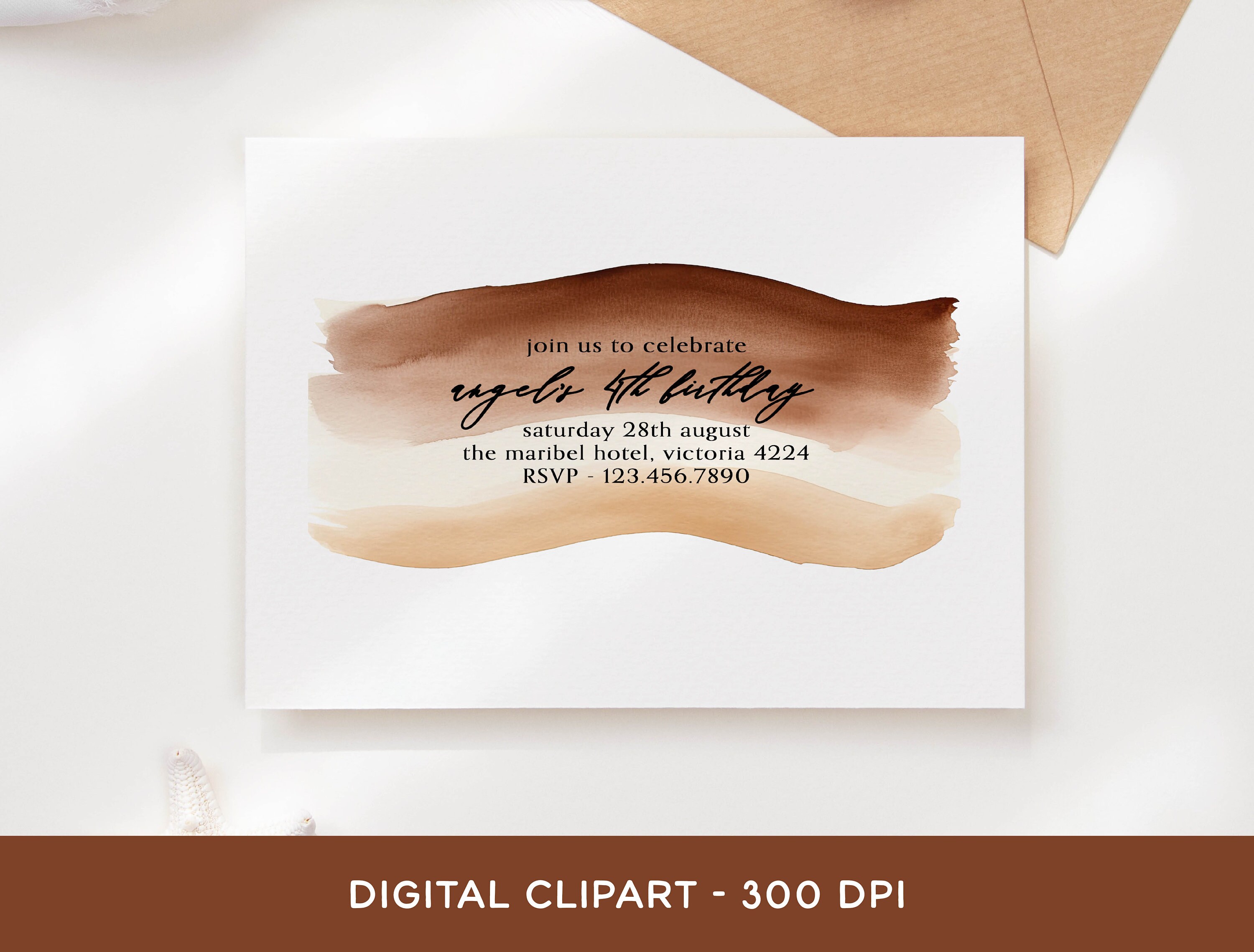 Brush Stroke Clipart Bundle, Neutral Earthy Brown Cream Watercolor ...
