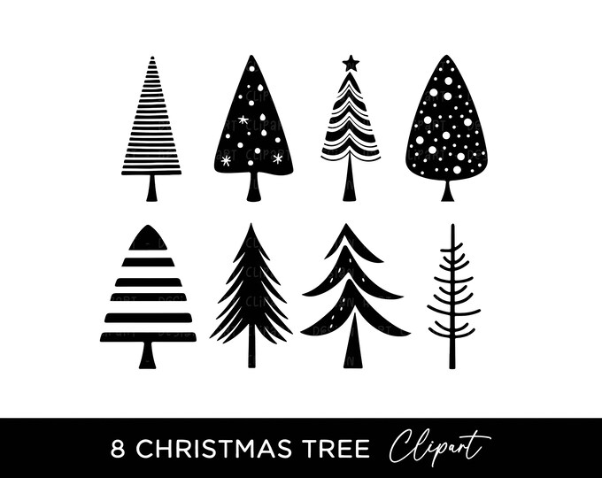 Christmas Tree Svg Silhouette Clipart: "pine TREES Clipart" Christmas ...