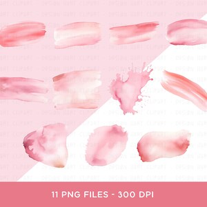Brush Stroke Clipart Bundle - Pastel Pink Watercolor Light Baby Pink ...