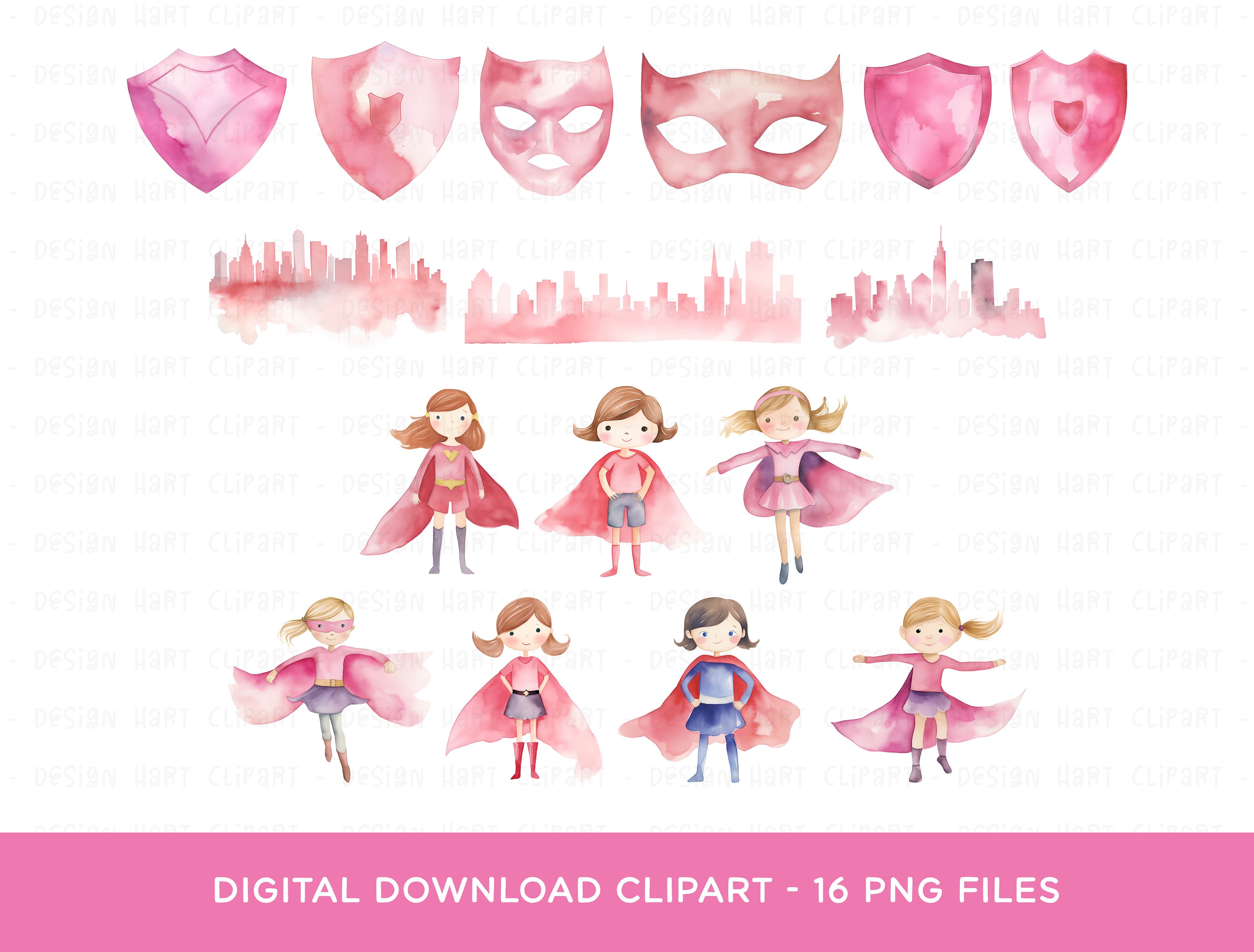 Superhero Clipart Bundle, Watercolor Superheroes PNG Sublimation ...