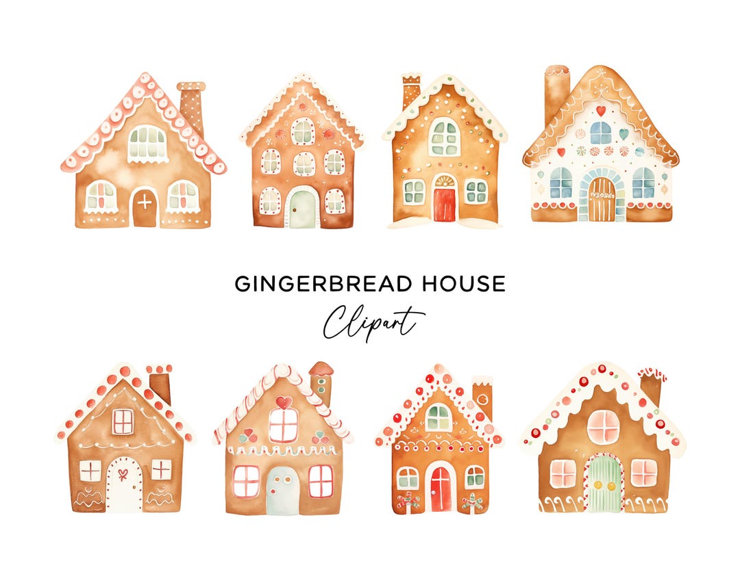 Gingerbread House Clipart Bundle, PNG Graphics Digital Download ...
