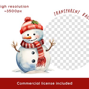 Snowman Clipart Bundle, Watercolor Christmas Holiday PNG Sublimation ...
