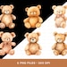 Teddy Bear Clipart Bundle - Watercolor Cuddly Brown Soft Toy PNG ...