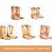 Cowboy Boots Clipart Bundle, Watercolor Rodeo Wild West Clip Art PNG ...