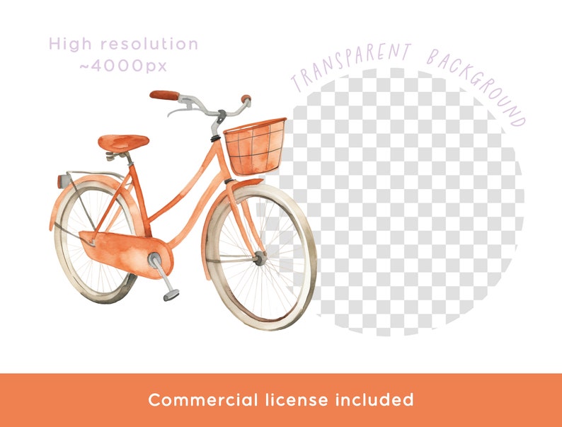 Bicycle Clipart Bundle Set, Watercolor Colorful Pastel Bike PNG Digital ...