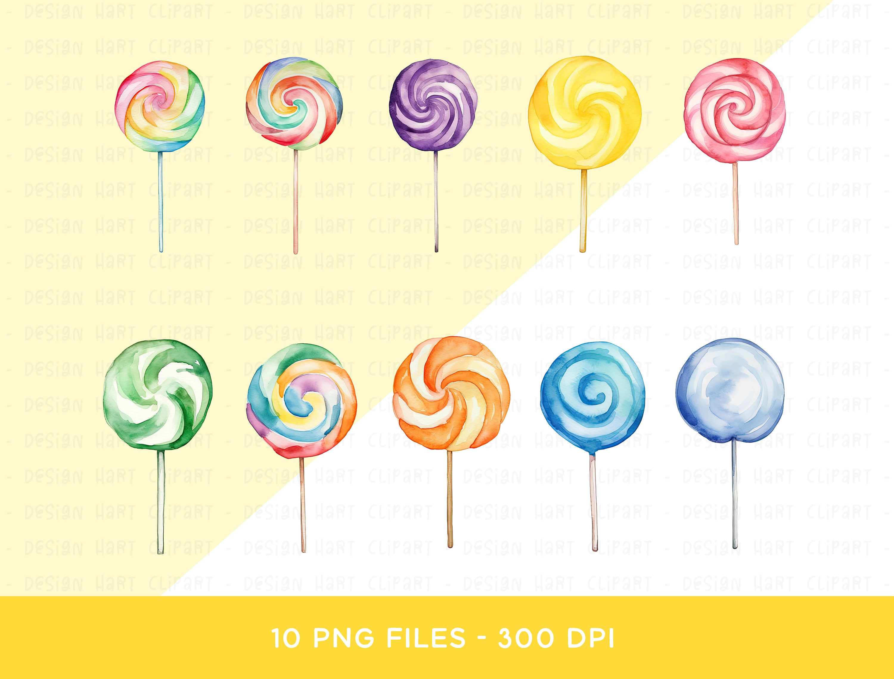 Lollipop Clipart Bundle, Watercolor Sweets Lollies Candy PNG Clip Art ...