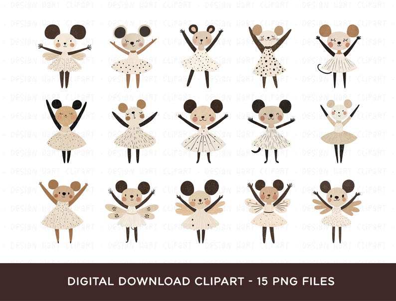 Ballerina Mouse Clipart Bundle, PNG Graphics Digital Download ...