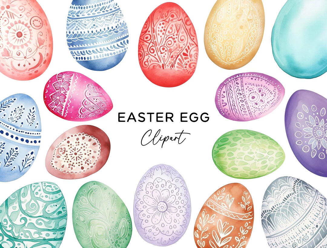 Easter Egg Clipart Bundle - Watercolor Colorful Rainbow Bright ...