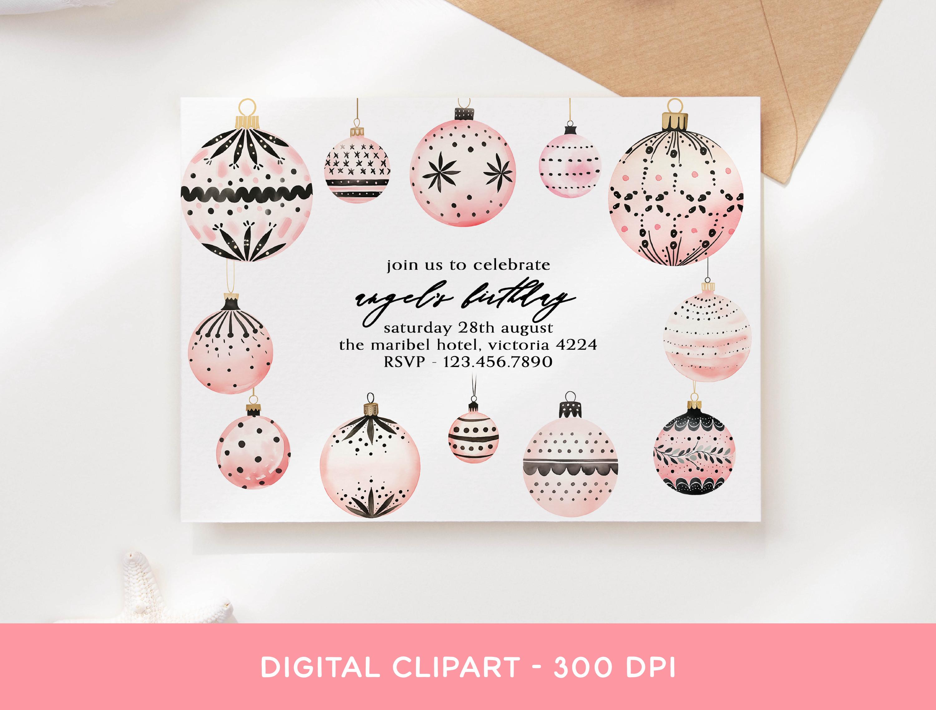 Christmas Baubles Clipart Bundle, PNG Graphics Digital Download ...