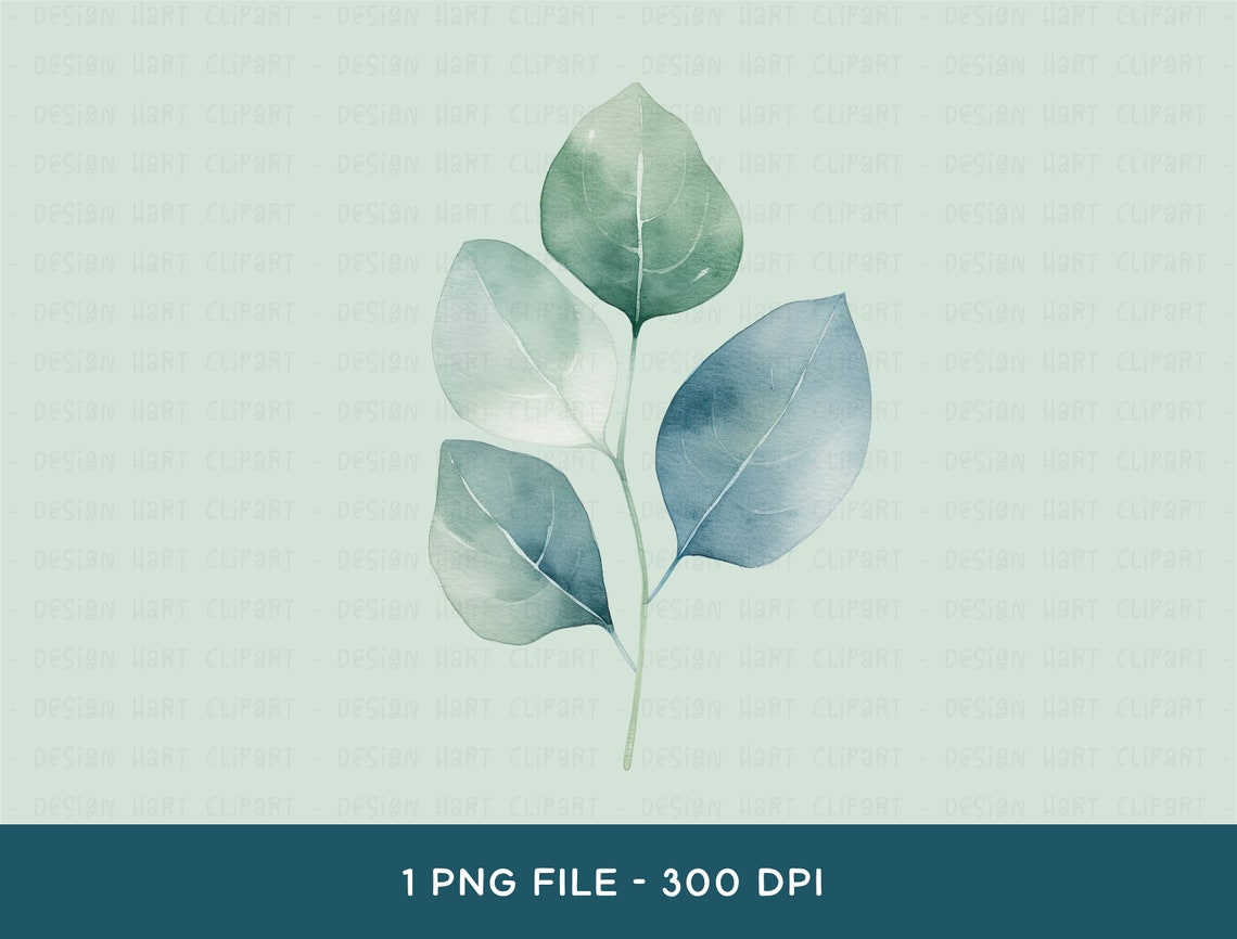 Leaf Clipart - Watercolor Greenery Branch Sprig PNG for Wedding ...