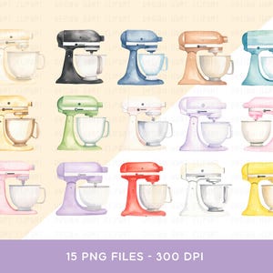 Kitchen Mixers Clipart Bundle, PNG Graphics Digital Download Watercolor ...
