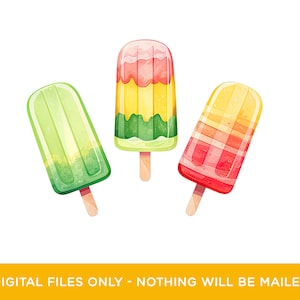 Popsicle Clipart Bundle, Rainbow Icy Poles PNG Commercial Use Colorful ...