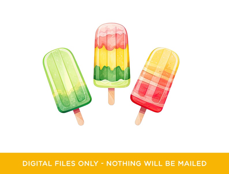 Popsicle Clipart Bundle, Rainbow Icy Poles PNG Commercial Use Colorful ...