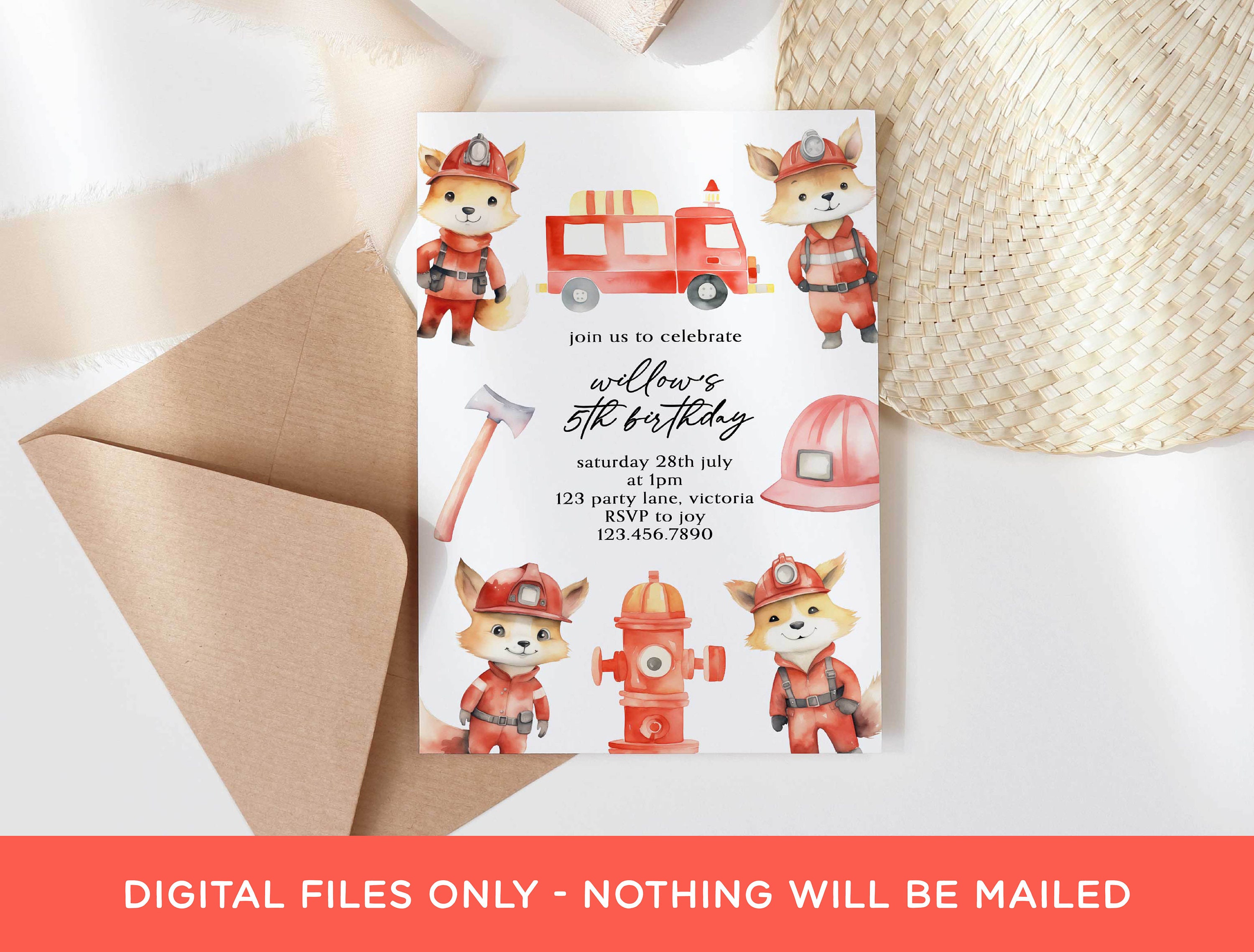 Watercolor Fireman Clipart, Firefighter Fox Instant Download Firemen ...