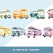 School Bus Clipart Bundle - Watercolor Colorful Pastel PNG Vehicles for ...