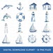 Sailor Clipart Bundle Set, Watercolor Lighthouse Anchor Boat Beach ...