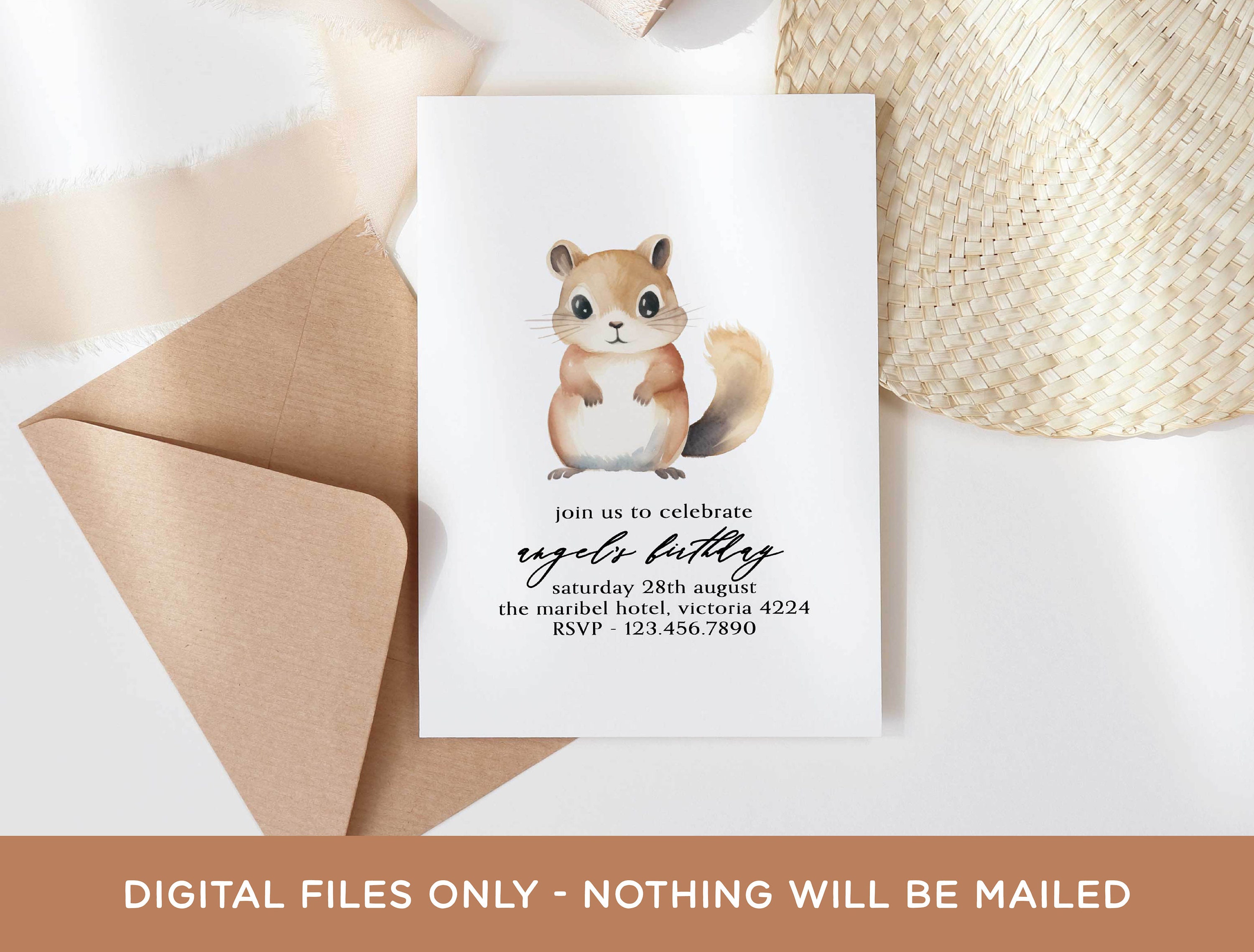 Chipmunk Clipart Bundle, Watercolor Woodland Animals PNG for Kids ...