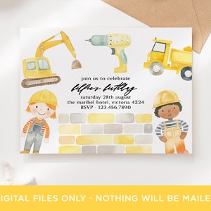 Builder Clipart Bundle, Construction Vehicles PNG Watercolor Digger ...