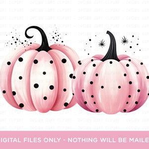 Halloween Pumpkin Clipart Bundle, Pink & Black Pumpkins PNG Digital ...