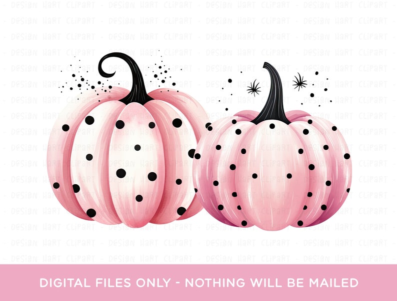 Halloween Pumpkin Clipart Bundle, Pink & Black Pumpkins PNG Digital ...