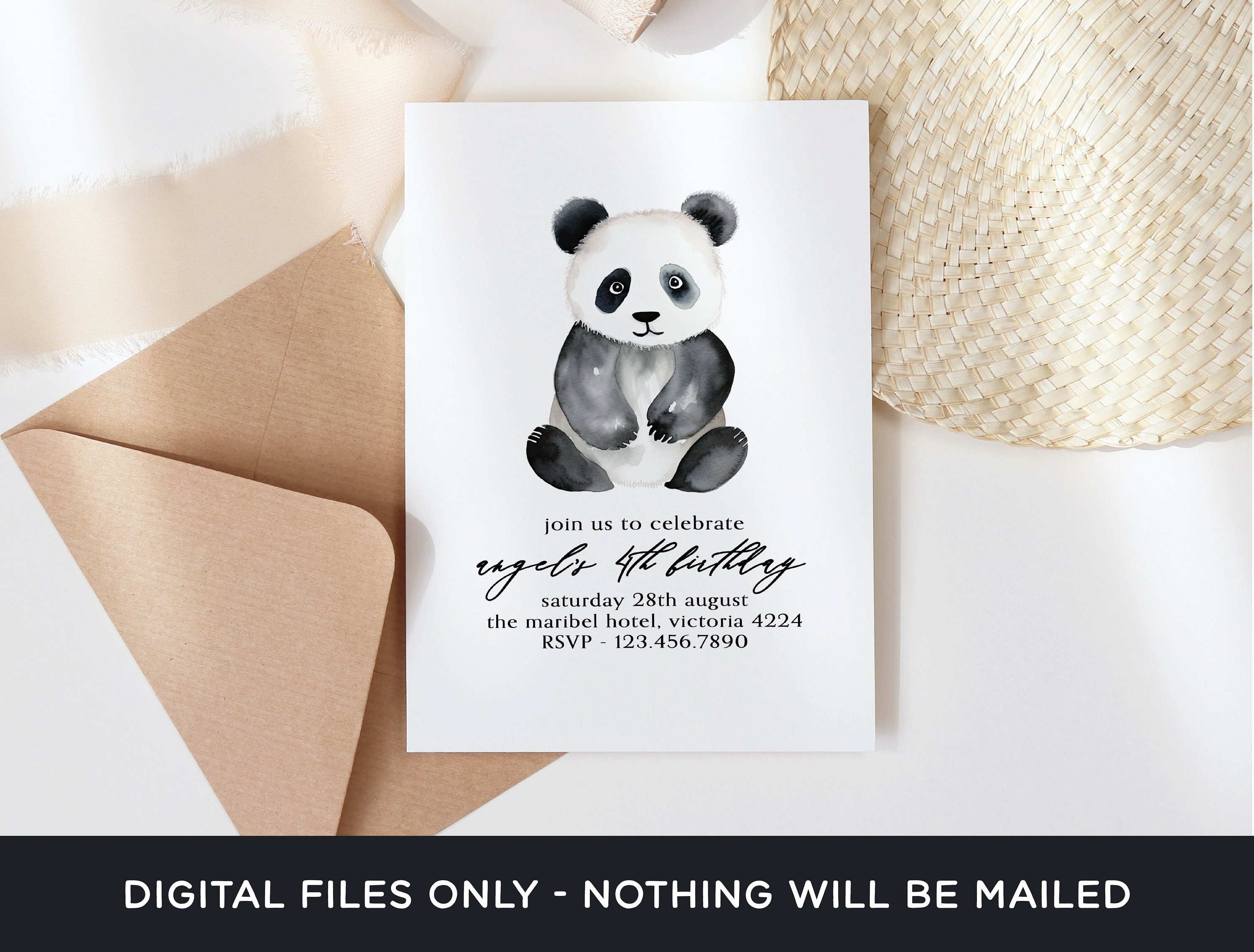 Panda Clipart Bundle, Watercolor Cute Pandas Graphics PNG Art for Party ...