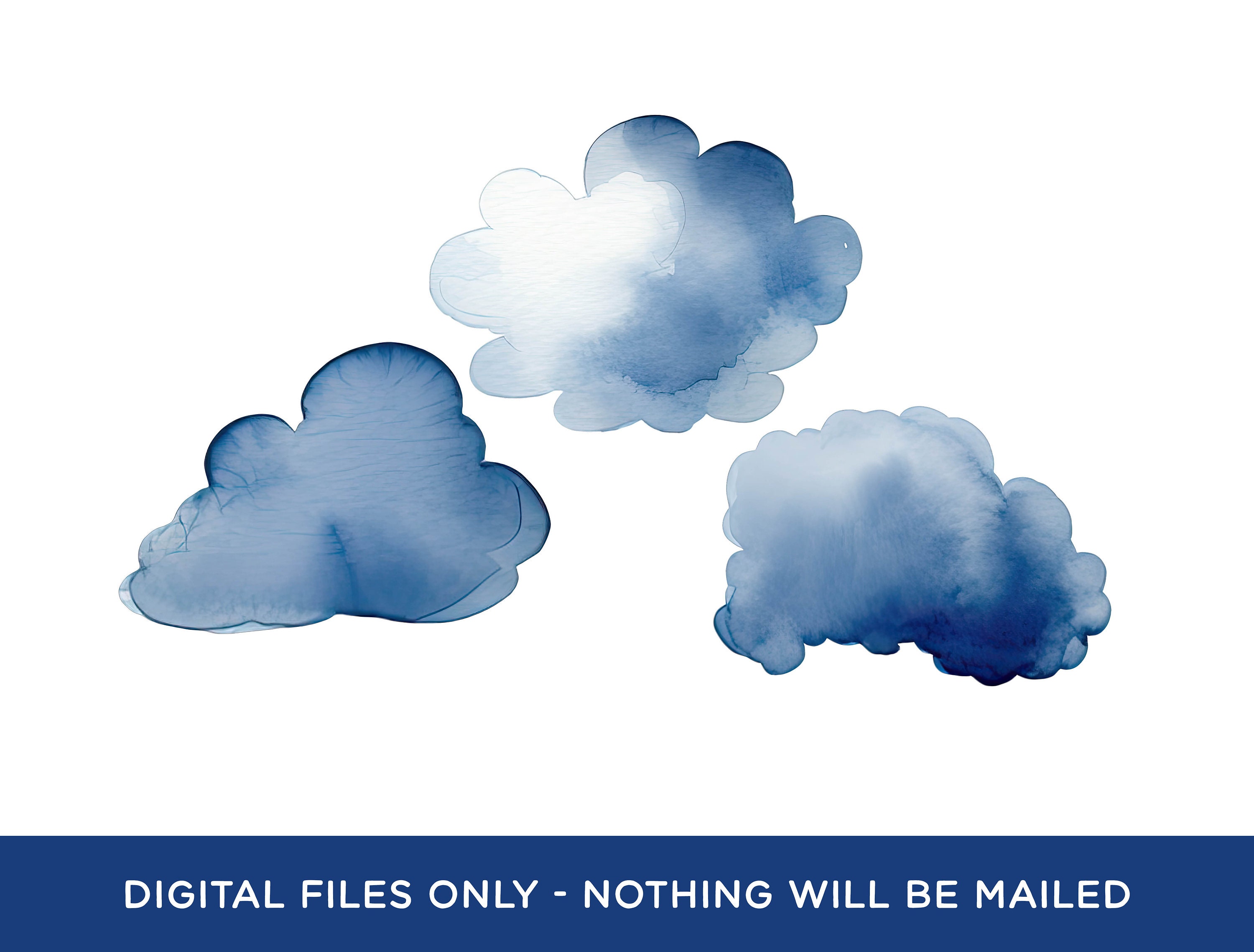 Clouds Clipart Bundle, Watercolor Rain Drops, Weather Icons PNG ...