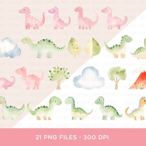 Dinosaur Clipart Bundle - Watercolor Jurassic Prehistoric Cute PNG ...
