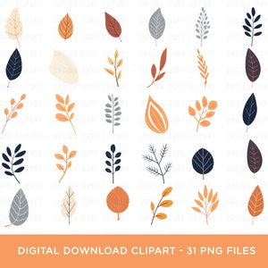 Fall Leaves Clipart Bundle, PNG Commercial Use, Autumn Leaf Graphics ...