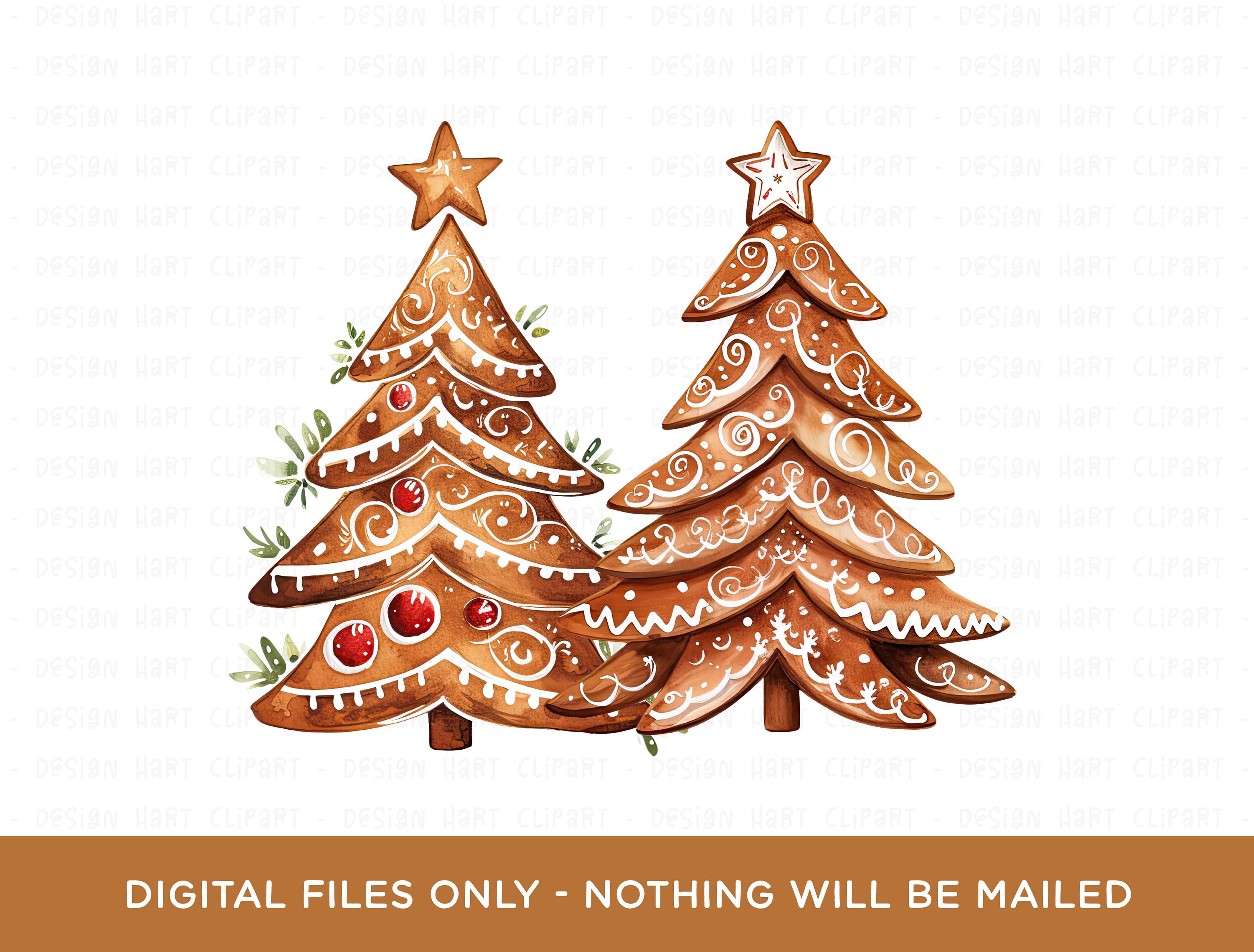 Gingerbread Clipart Bundle, Watercolor Christmas Tree Cookies Cozy ...