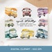 School Bus Clipart Bundle - Watercolor Colorful Pastel PNG Vehicles for ...