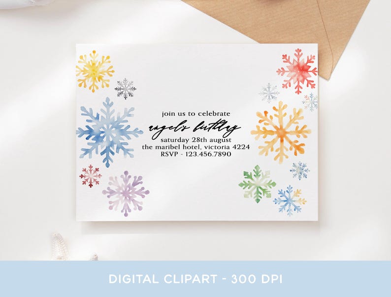 Snowflake Clipart Bundle, PNG Graphics Digital Download Watercolor ...