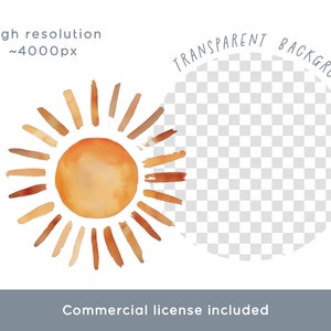 Weather Clipart Bundle, Watercolor Sun Clouds Rainbow Storm Summer ...