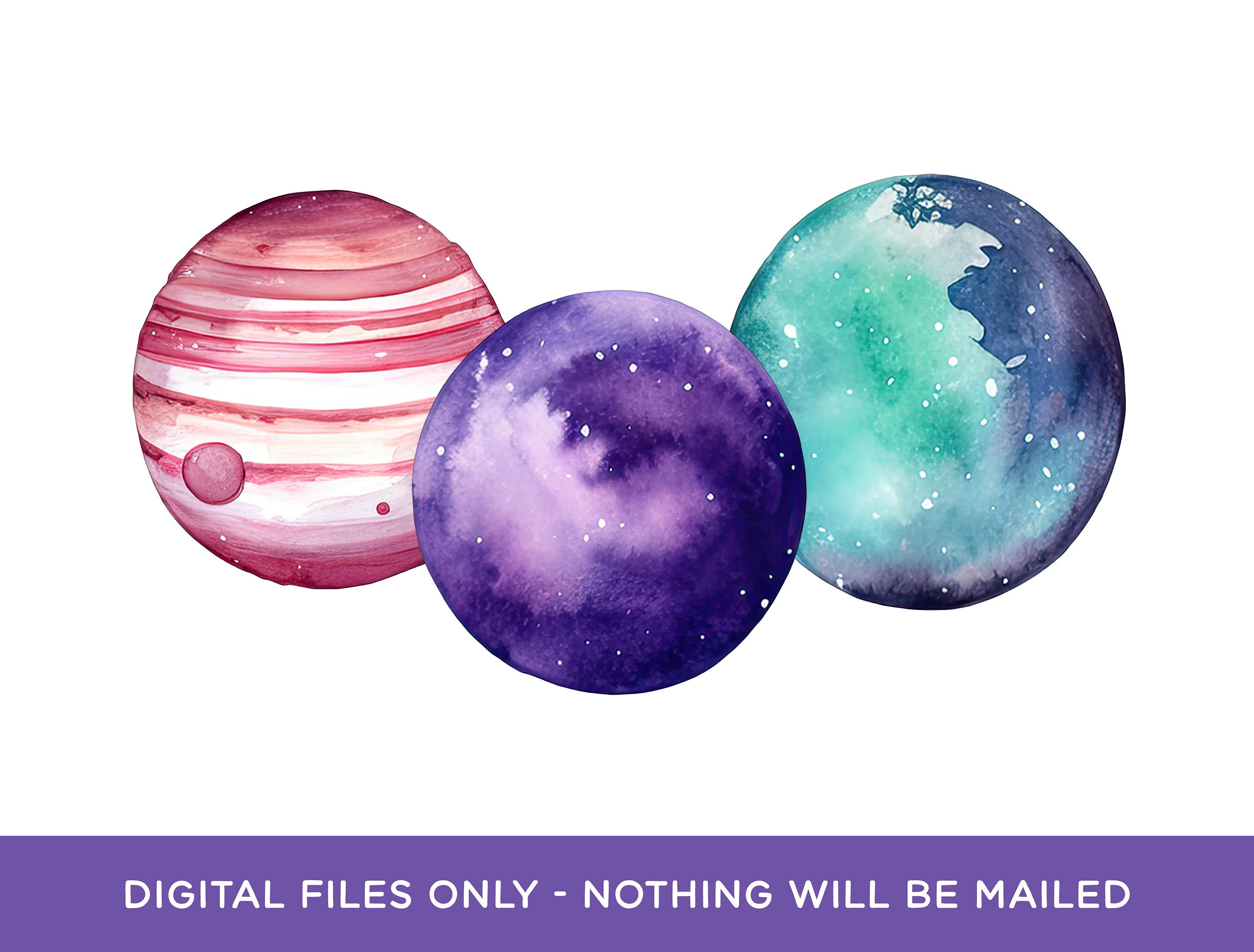 Watercolor Planets Clipart Bundle Galaxy Space Graphics PNG - Etsy