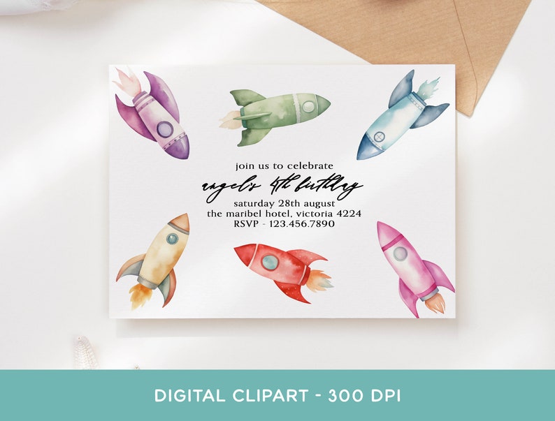 Rocket Ships Clipart Bundle, Colorful Watercolor Space Astronaut ...