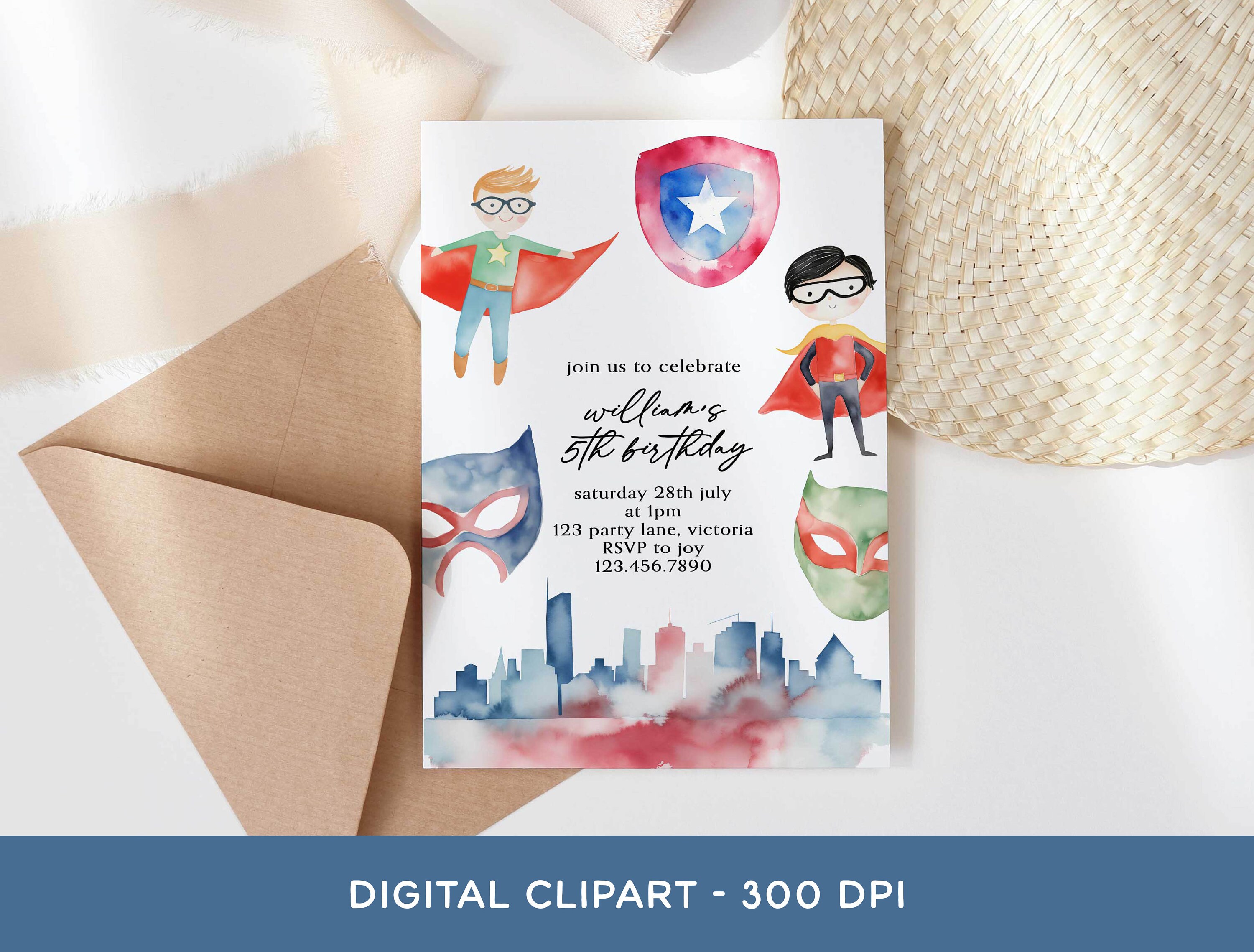 Superhero Clipart Bundle, Watercolor Superheroes PNG Sublimation ...