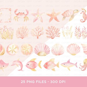Ocean Clipart Bundle, Under the Sea Creatures Turtle Fish Dolphin Kid ...