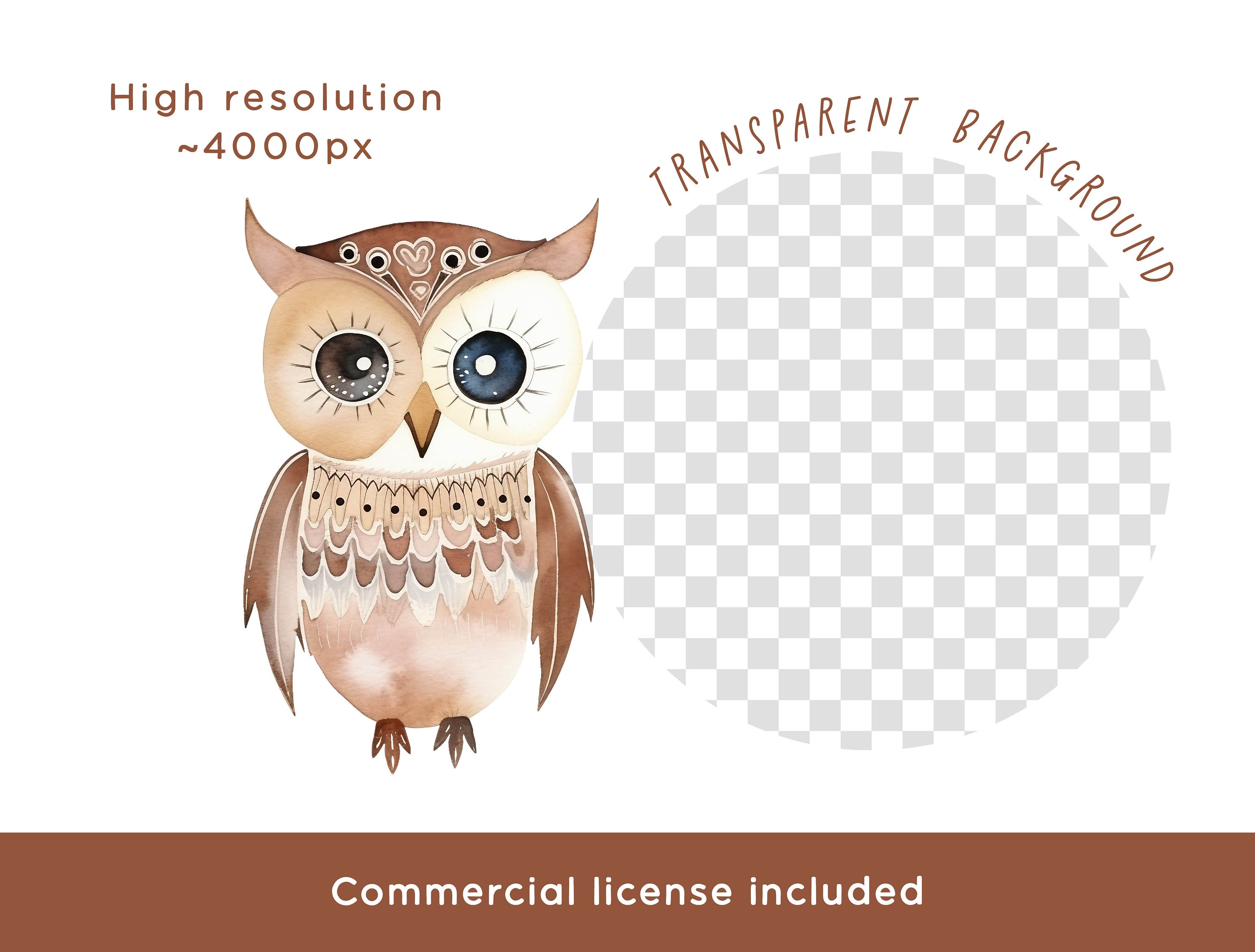 Owls Clipart Bundle Set, Watercolor Pastel Boho Owl PNG Graphics ...
