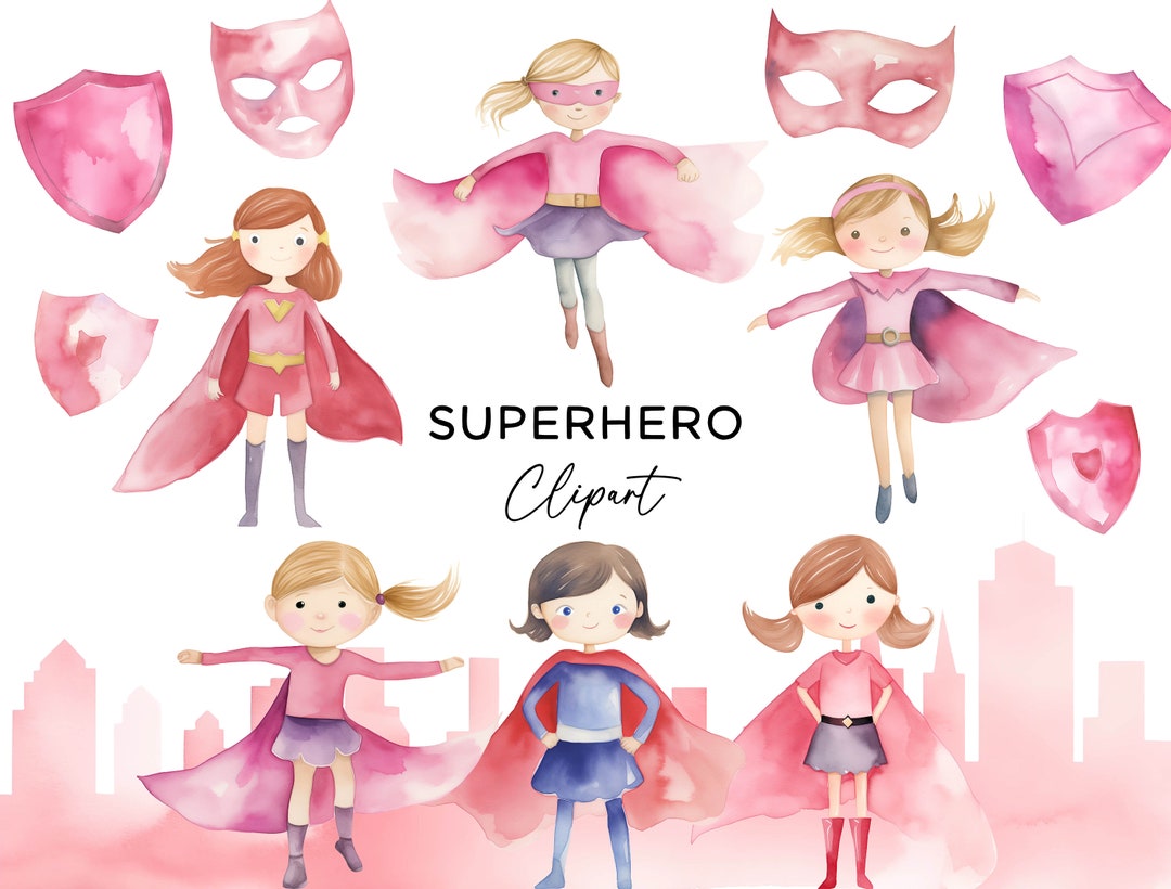 Superhero Clipart Bundle, Watercolor Superheroes PNG Sublimation ...